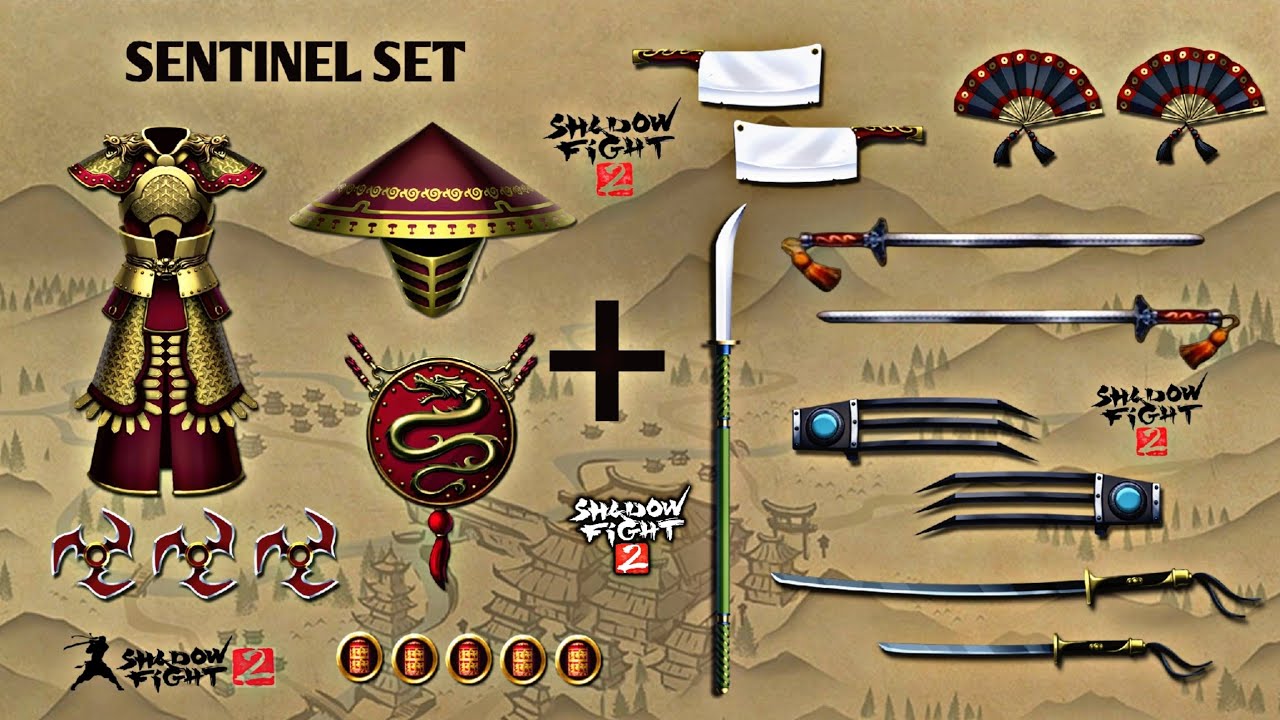 Shadow Fight 2 | Sentinel Set with Boss Weapons - YouTube