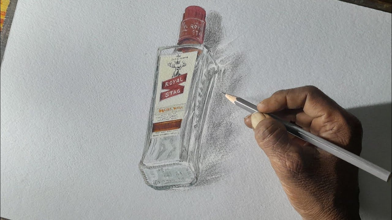 Drawing Time Lapse: A bottle of Royal Stag whisky - YouTube