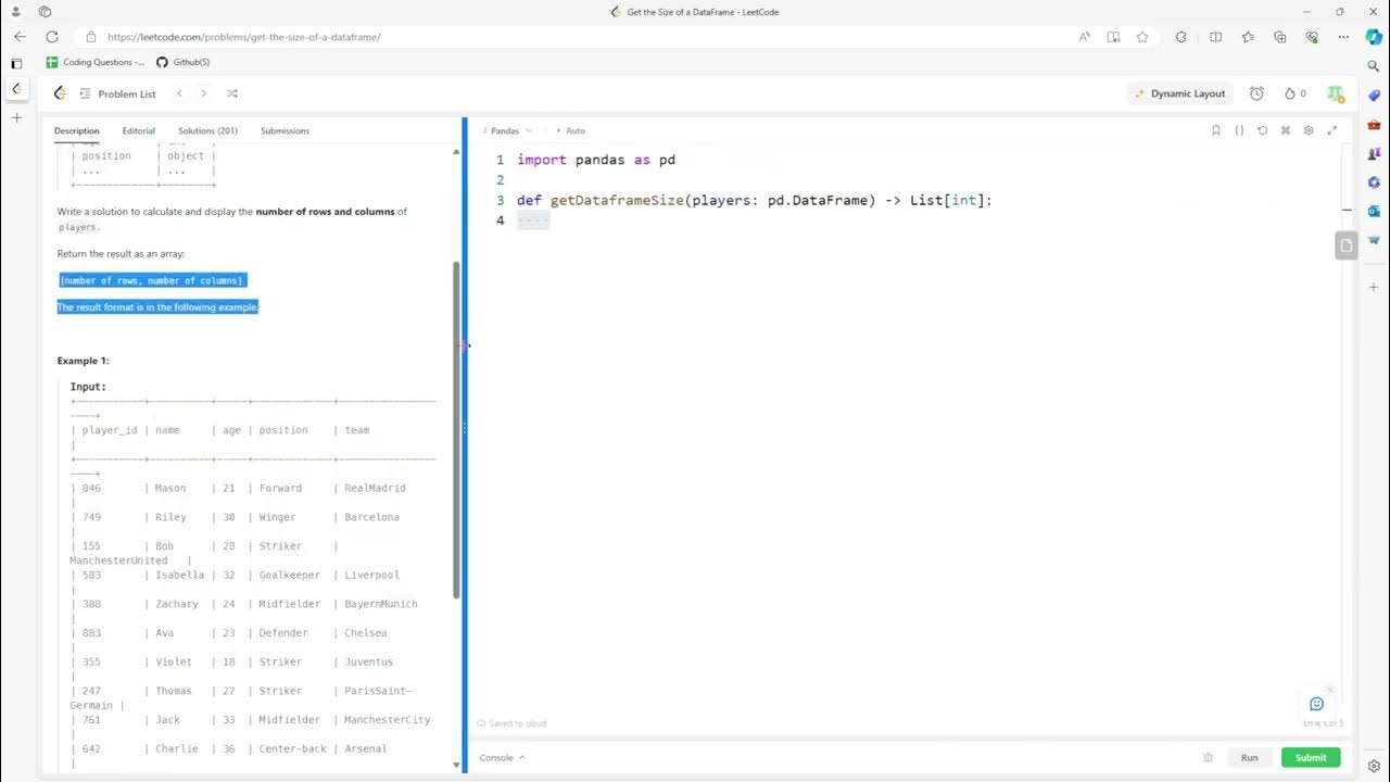 Leetcode 2878 Get The Size Of A Dataframe Python Youtube