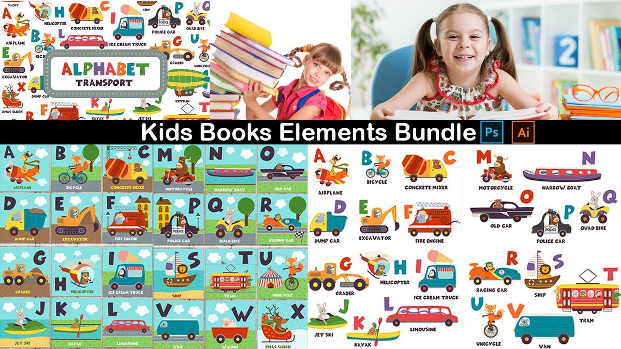 Kids Books Elements Bundle PNG AI And EPS Files |Sheri Sk| |Kids Story ...