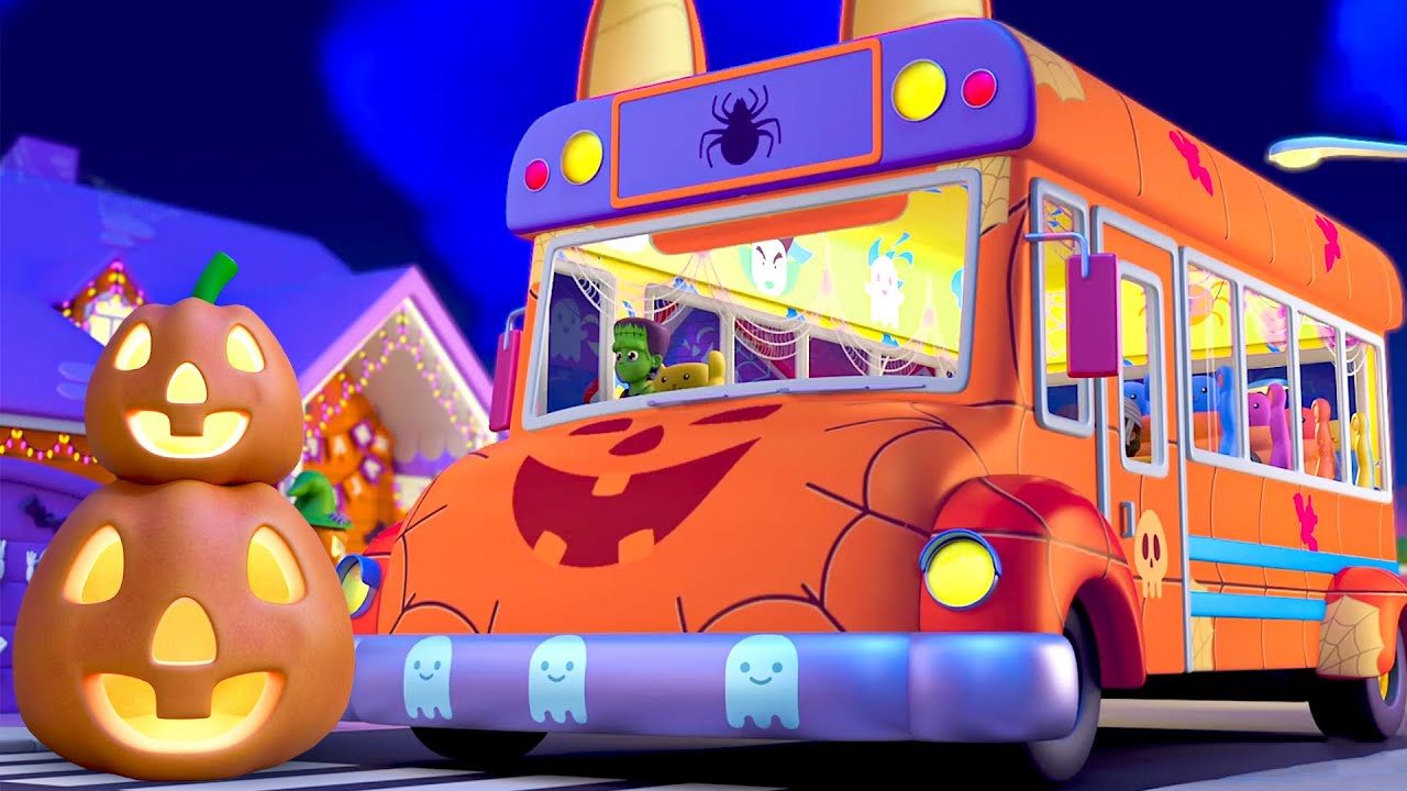 Halloween Wheels On The Bus + More Spooky Nursery Rhymes for Kids - YouTube