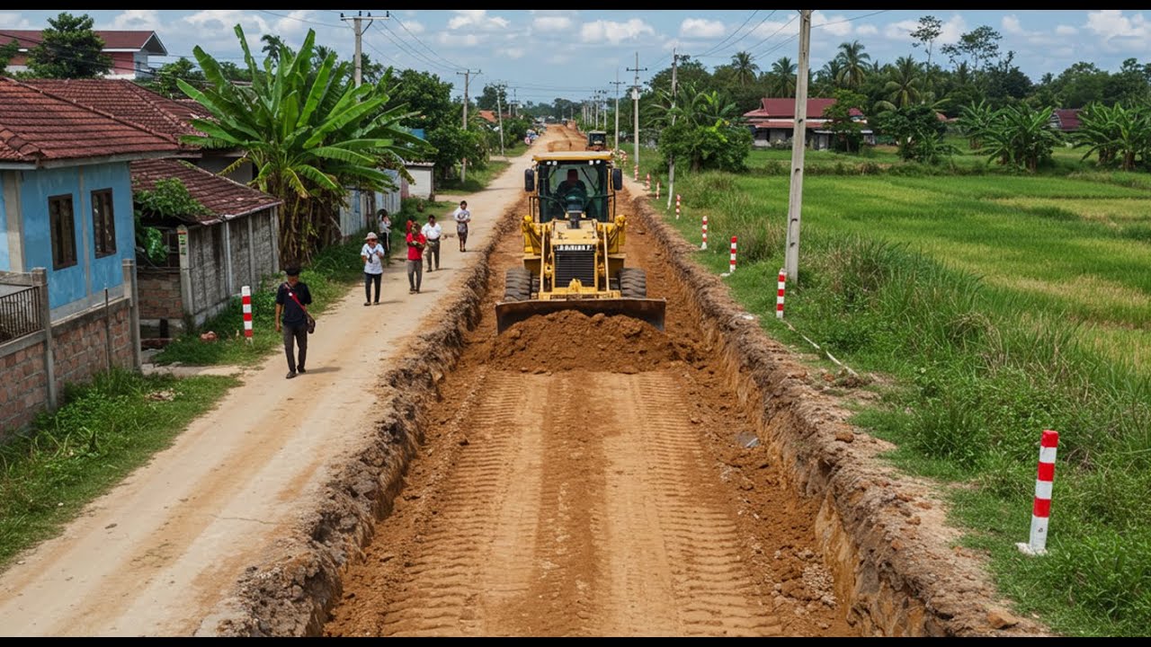 The Most Satisfying Moment Of Strong Komatsu Bulldozer Tracing Road ...