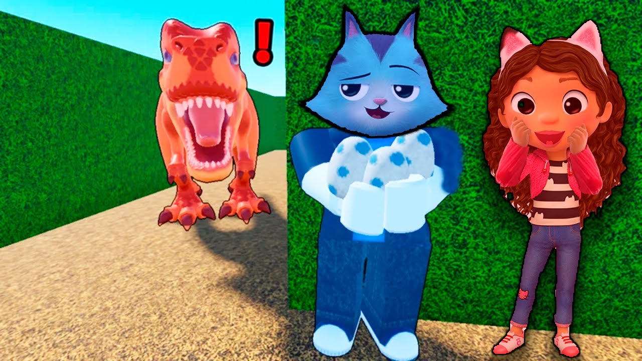 Gabby & CatRat Play CARRY HUNGRY DINOSAUR in Robox! - YouTube