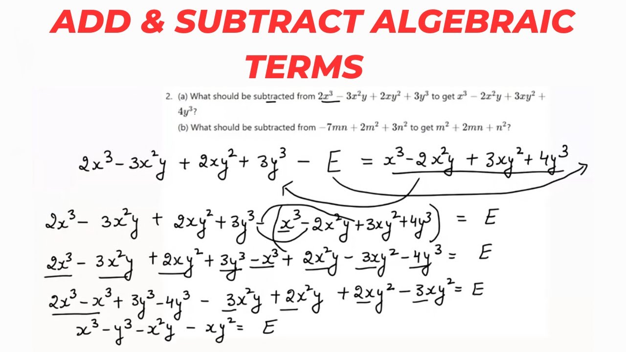 Learn how to add and subtract algebraic expressions - YouTube