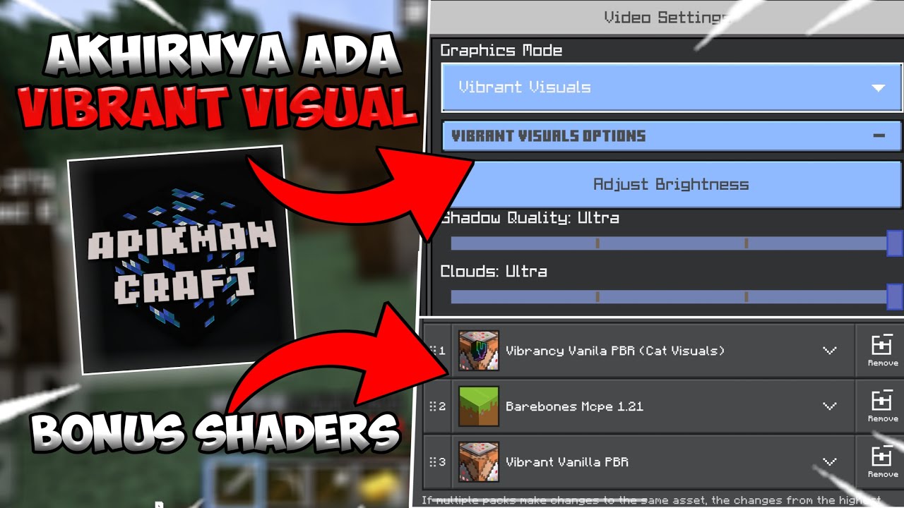 Akhirnya APIKMAN CRAFT Ada VIBRANT VISUAL! Mirip sama Minecraft Asli ...