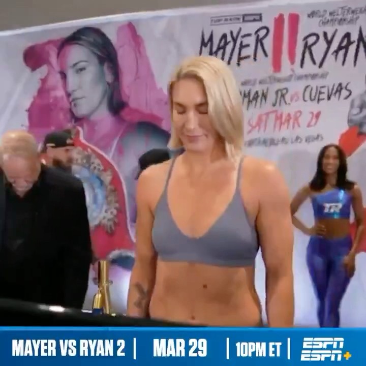 Mikaela Mayer Making Weight in Vegas! #Boxing #MayerRyan2 #WBO #TopRank #RedCornerBoxing - YouTube