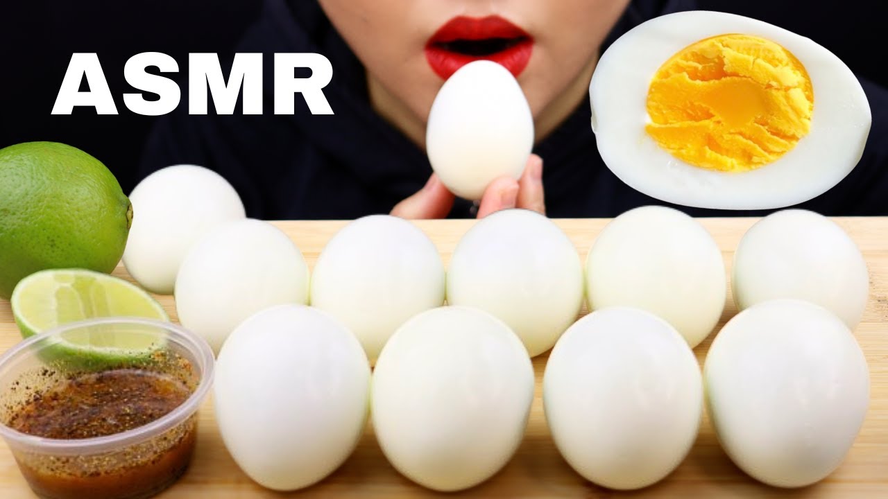 ASMR 10 BOILED EGGS PEPPER LIME SAUCE | SOFT EATING SOUNDS | KLE ASMR ...