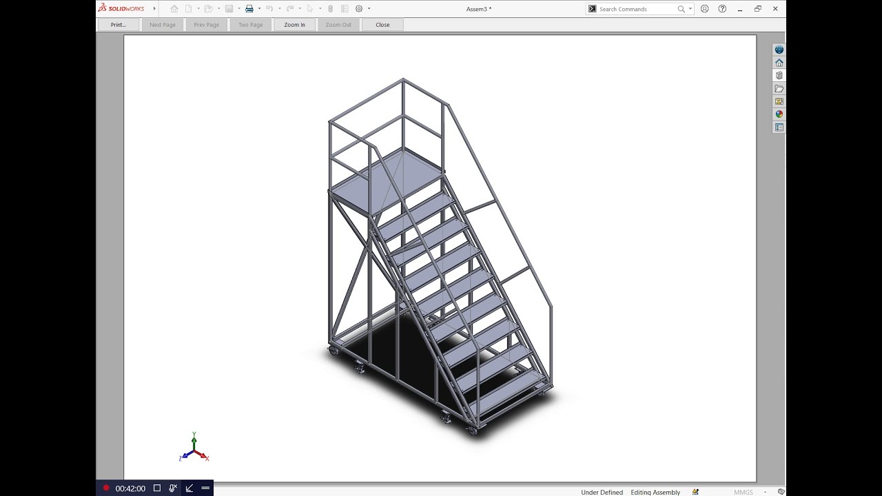 SolidWorks Weldment Design: Industrial Ladder Movement Trolley Build ...