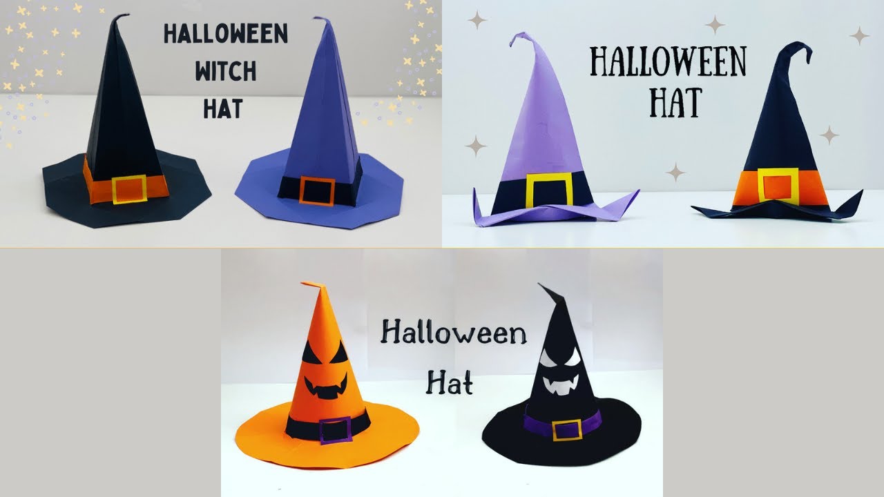 3 DIY PAPER HALLOWEEN HAT / Paper Craft / Easy Paper Hat Making DIY ...