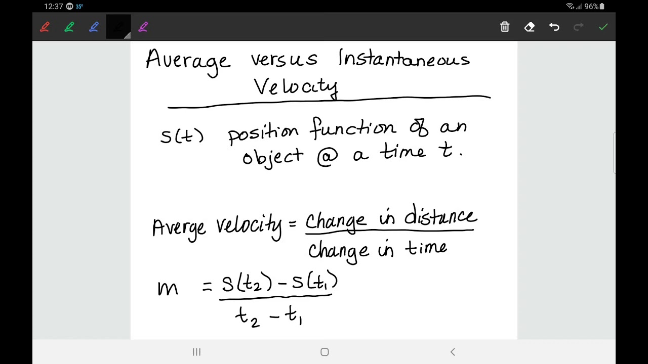 average versus instantaneous velocity - YouTube