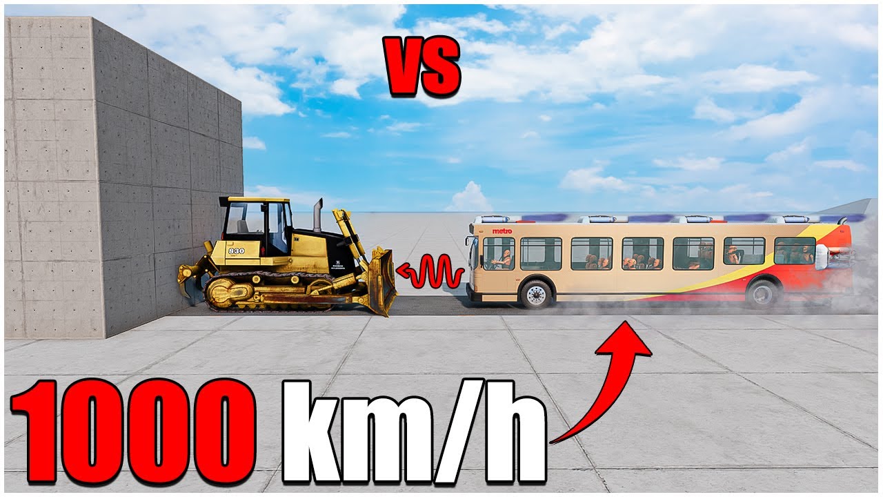BUS (full) VS Dozer 1000 km/h (207) | #cars crash test | beamng drive ...