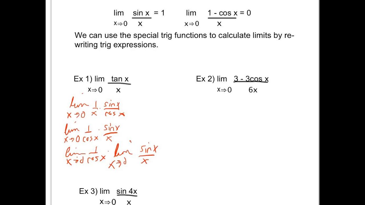 Limits Using Two Special Trig Functions YouTube