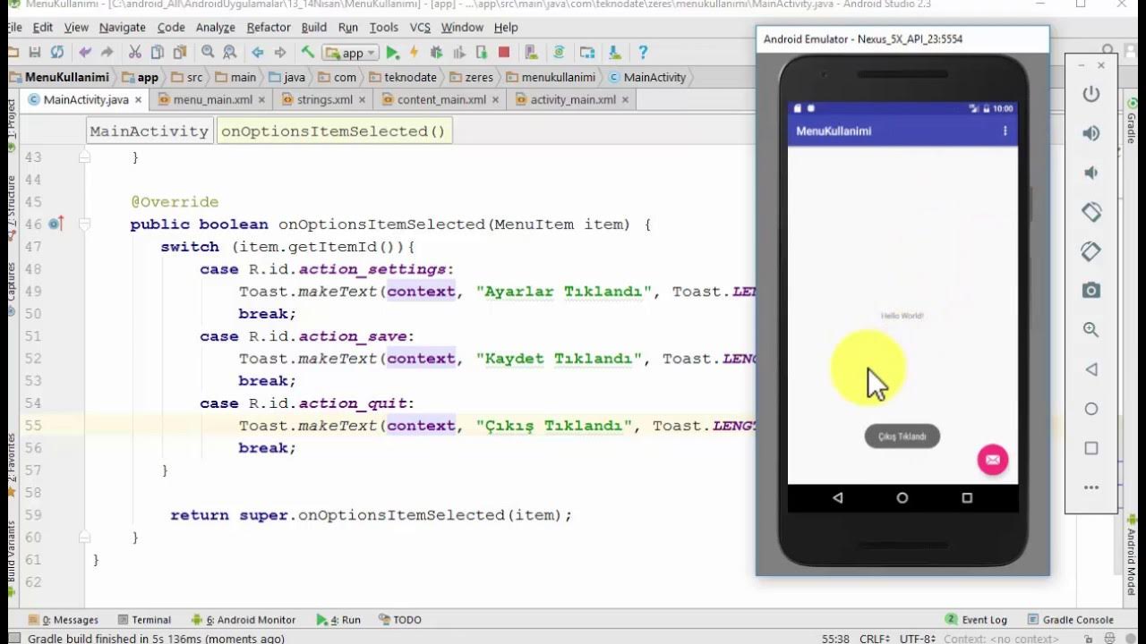 Android Basic Activity Özellikleri ve Menülerin Oluşturulması - YouTube