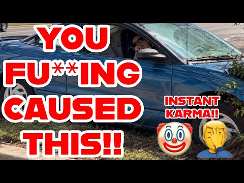 Karen CRASHES CAR After FREAKOUT AT 1A AUDITOR!! 🔥INSTANT KARMA🔥