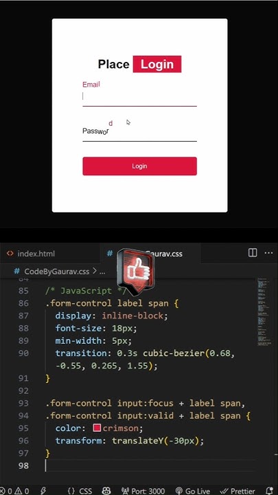 🔐 Login Form Input Animation using HTML & CSS - YouTube