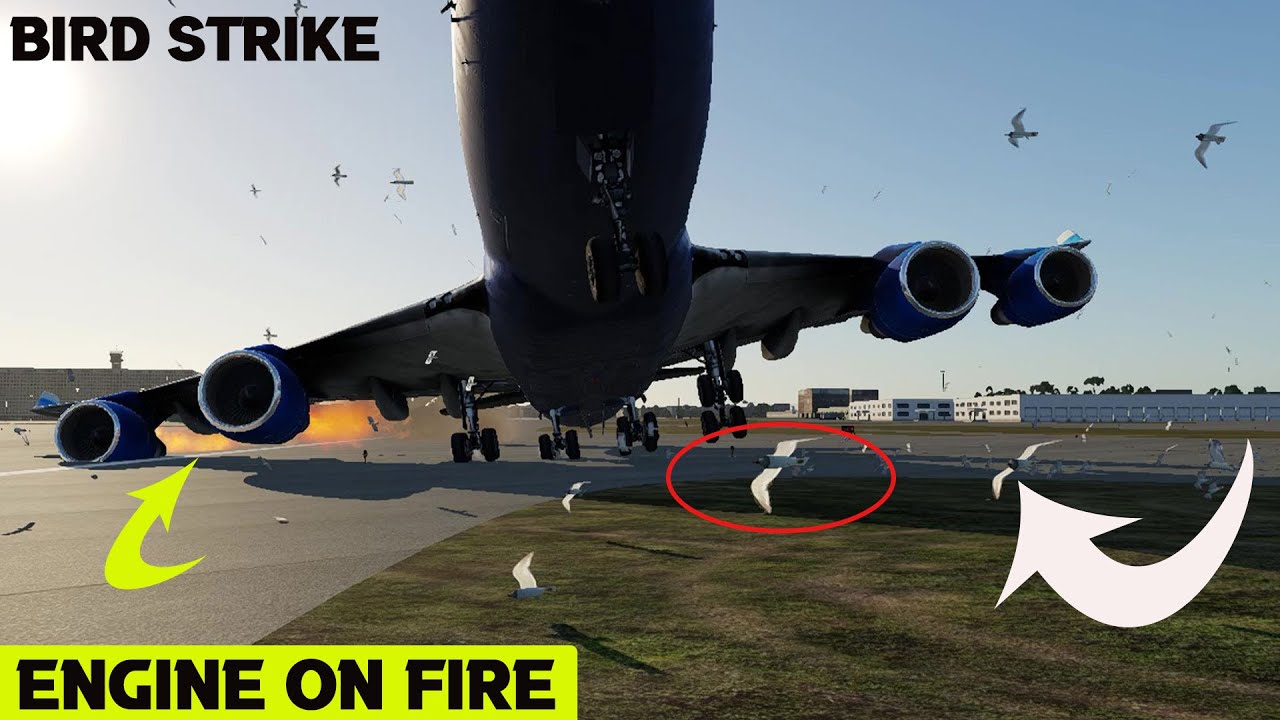 Bird Strike Causes Plane Engine On Fire and Airplane Crash in the sea ...