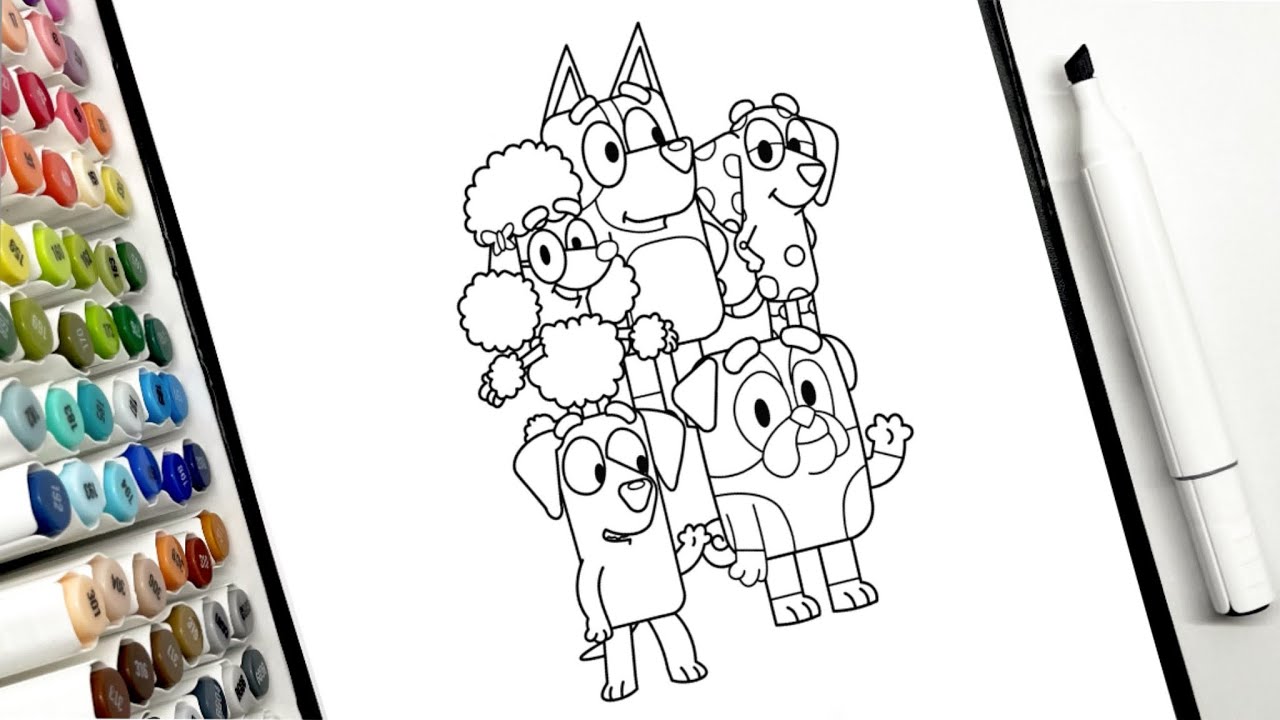 Bluey: Coco, Bluey, Chloe, Lucky and Winton Coloring Videos for Kids # ...