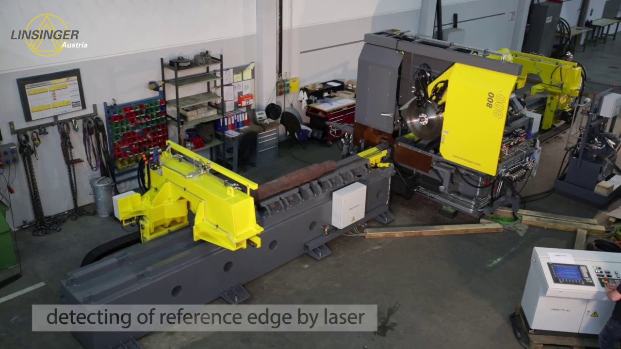 LINSINGER Inclined Bed Circular Saw KSS 800 for Forged Axles - YouTube