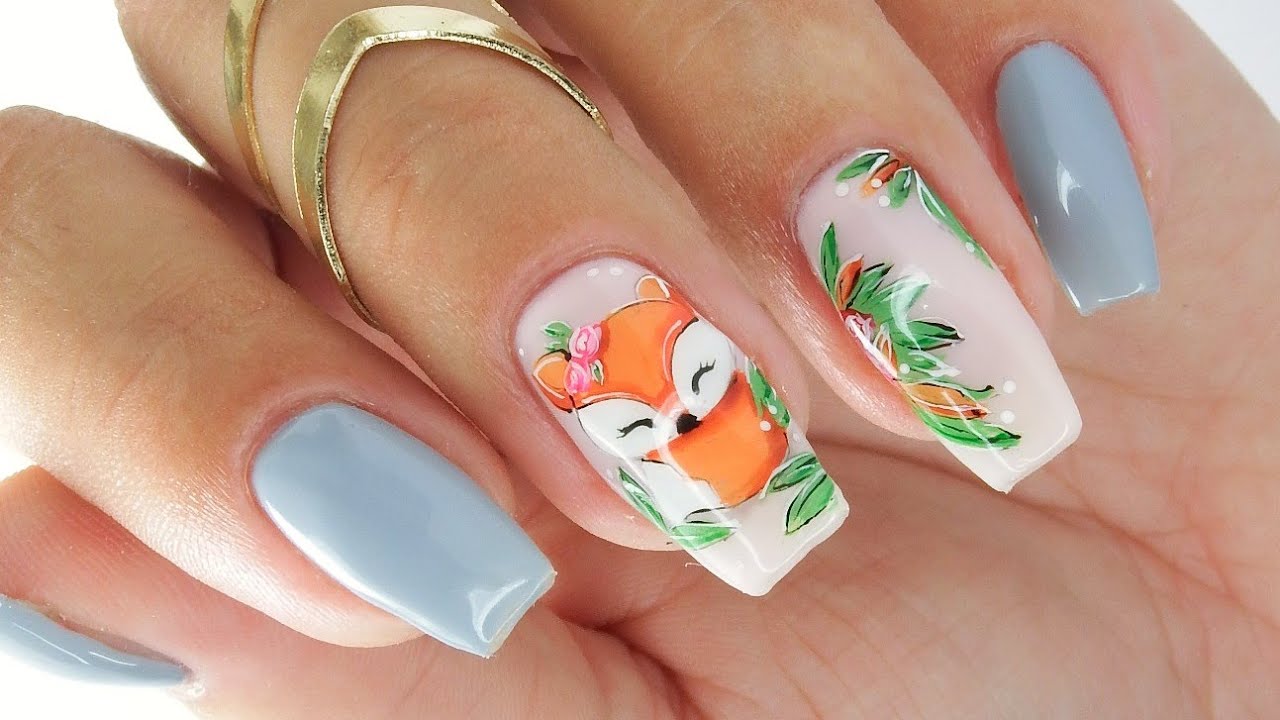 Fox nails art tutorial / Elisium - YouTube