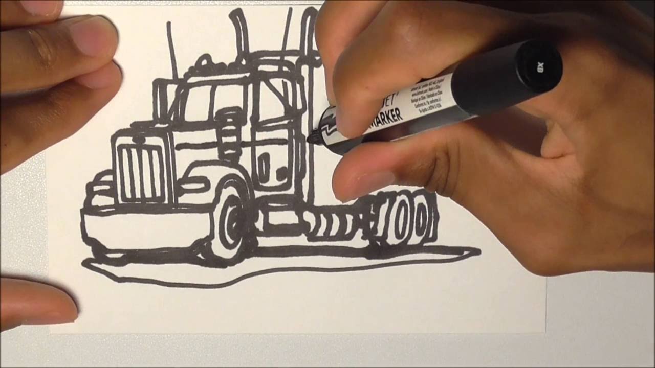 DRAWING TRUCKS!!! Peterbilt 379 - YouTube