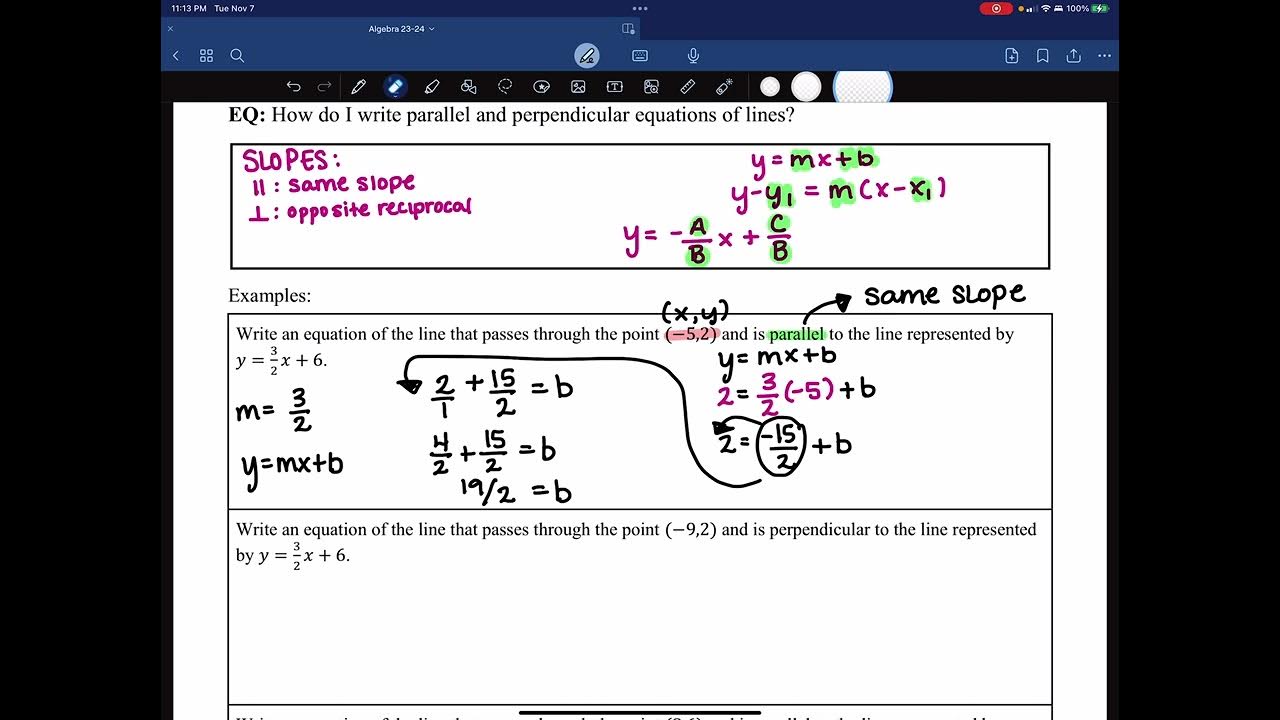 5.2 Writing Parallel and Perpendicular Equations - YouTube