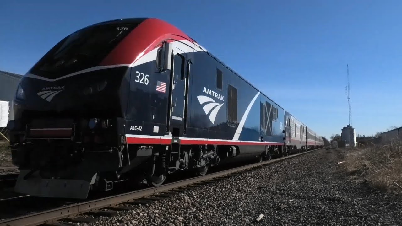 Amtrak 326 leads Carl Sandburg in Wyanet, IL 3/20/24 - YouTube