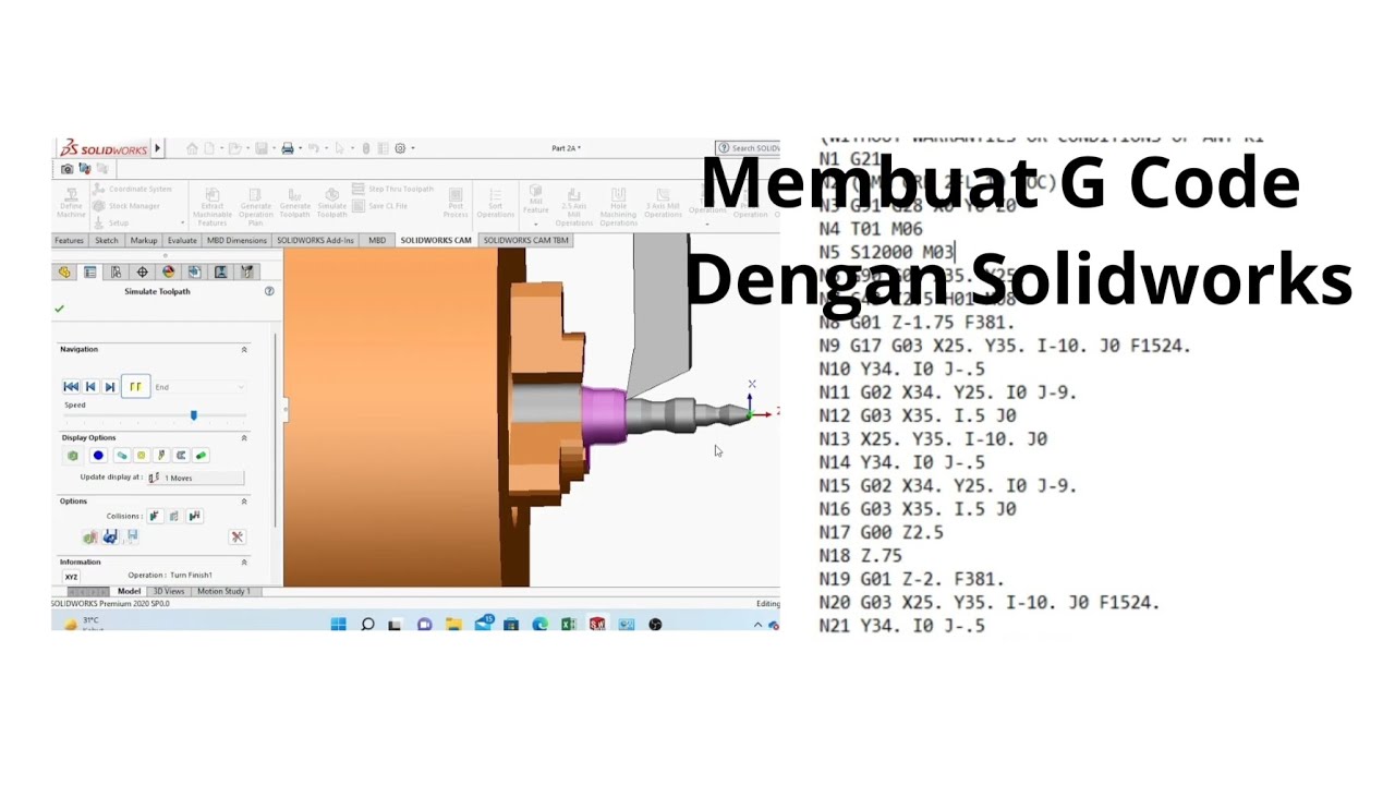 Cara Membuat G-Code Mesin Bubut Di SolidWorks - SolidWorks Tutorial ...