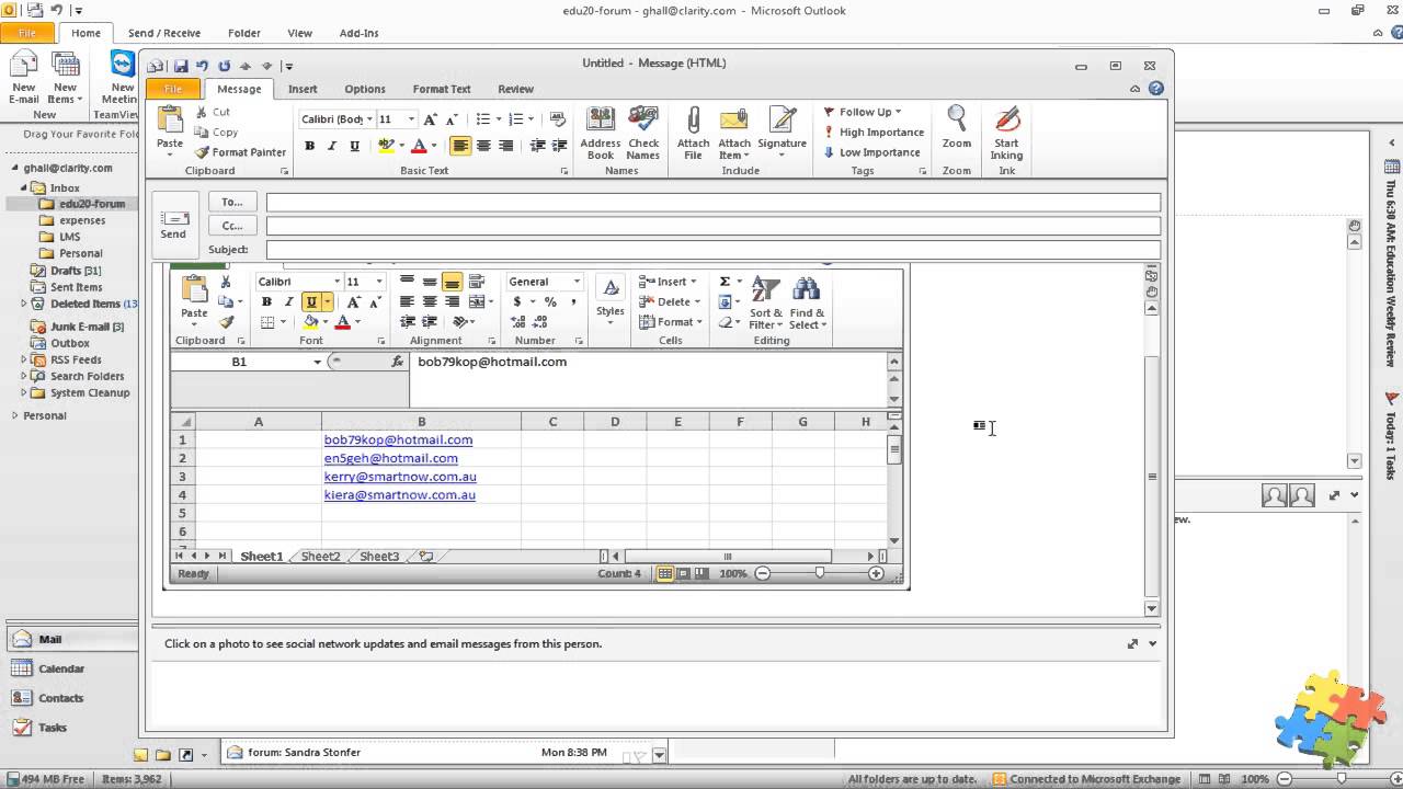 9. Outlook - Inserting a screenshot - YouTube