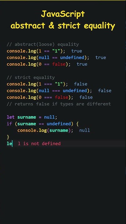 JavaScript abstract / loose / double equality and strict / triple equality - YouTube