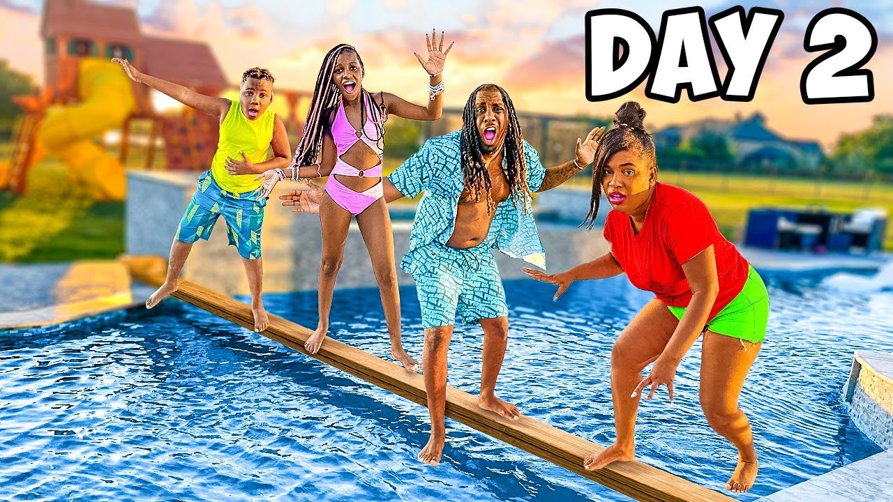 LAST TO FALL IN THE SWIMMING POOL WINS $1,000 - YouTube