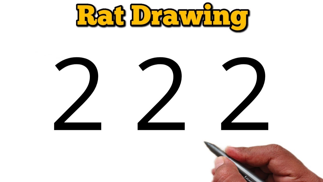 How to draw rat from number 22 | Easy beginners drawing Rat | Rat ...
