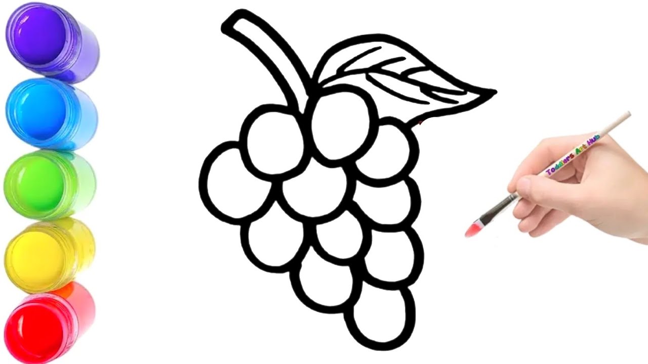 How To Draw cute GRAPES🍇 Drawing, Painting & Coloring For Kids and ...