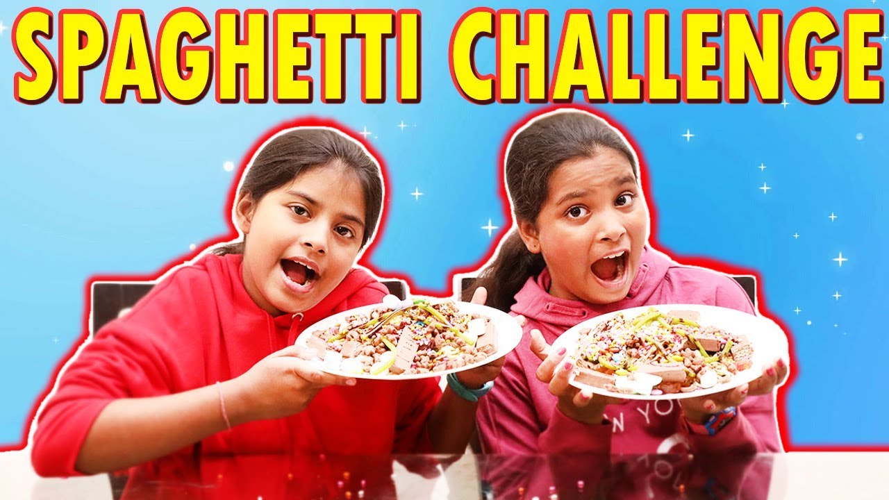 Spaghetti Challenge - Eating Contest - DIY Kids Food - Twin Sisters Anu ...
