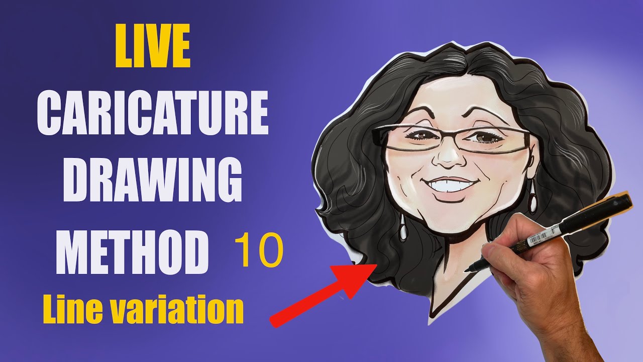 Live Caricature Drawing Method 10: Line Variation! - YouTube
