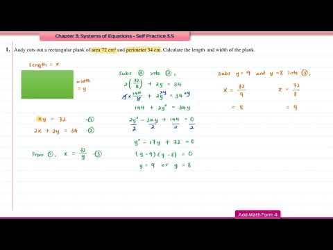 Add Math Form 4 - Chapter 3: Systems of Equations - Self Practice 3.5 ...