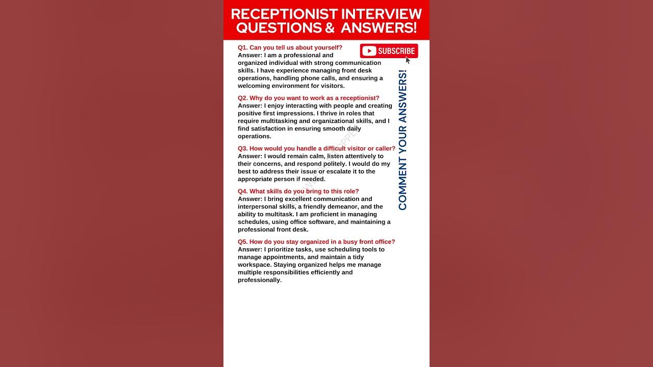 Receptionist Interview Questions and Answers | Receptionist Job ...