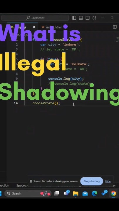 Illegal Shadowing Javascript Frontend Dsa Webdeveloper Coding Coder Viral Shorts Youtube