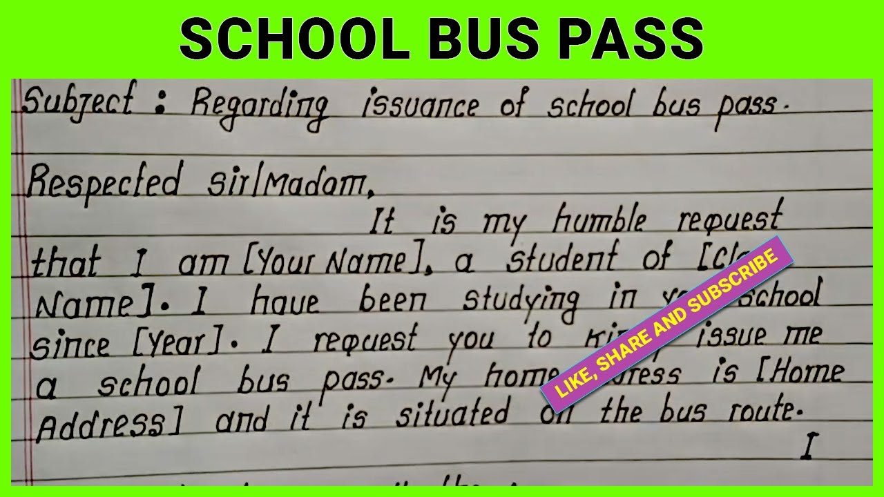 Write Application for School Bus Pass and College Bus Pass | English ...