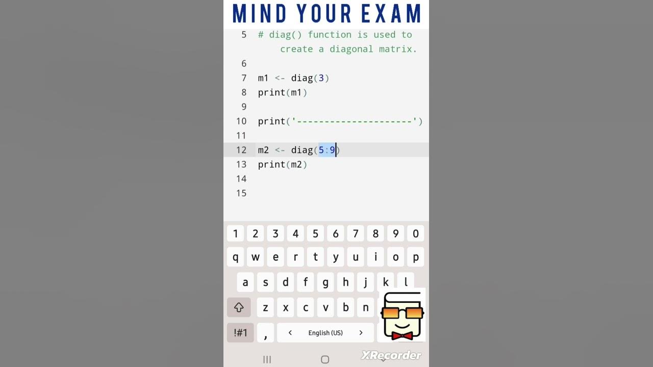 Diag Function For Diagonal Matrices In R Programming Language Rcoding Rprogramming Youtube