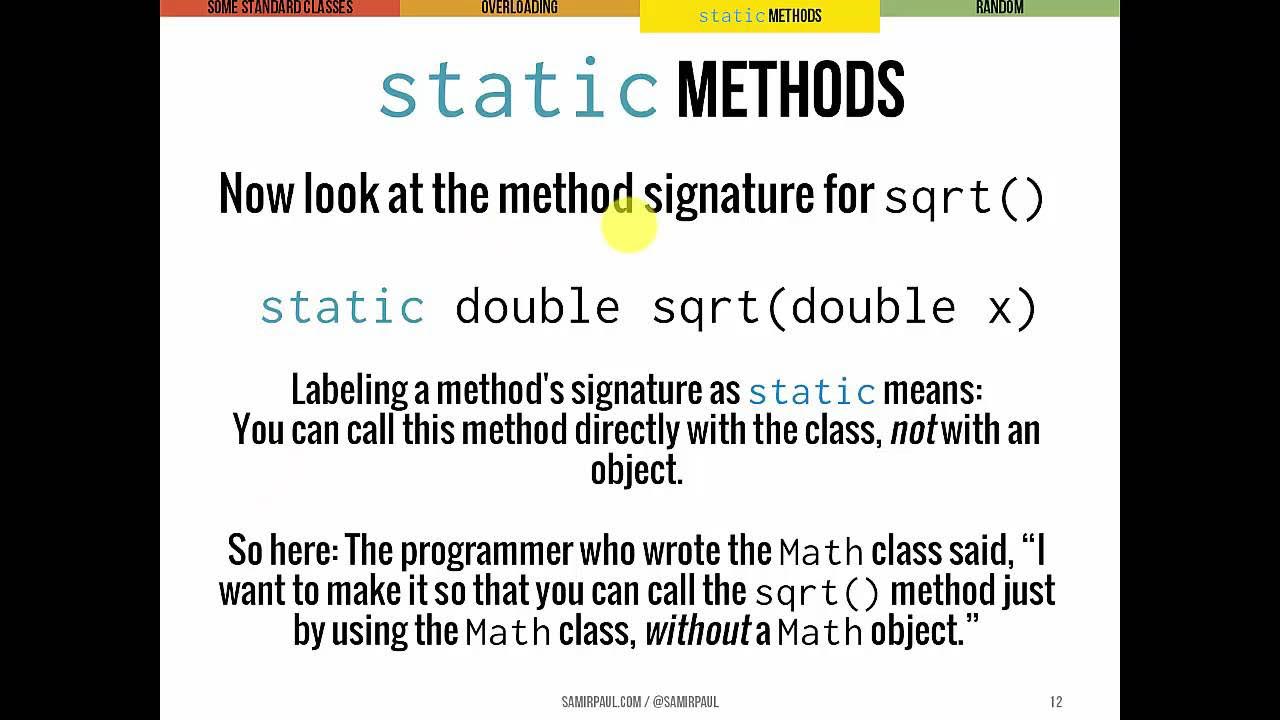 01_01 Standard classes and methods Math, Random, Method Overloading ...