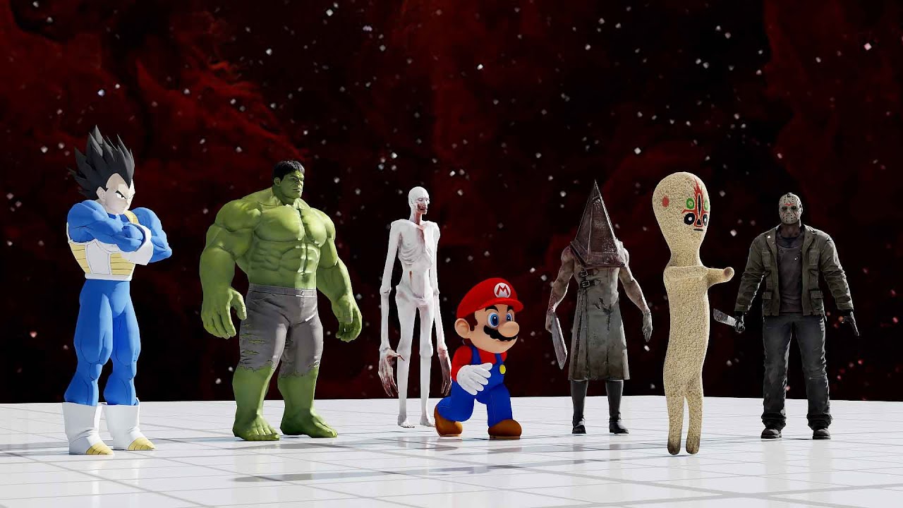 Hulk,Vegeta,SCP 096,Mario,Jason,Pyramid Head VS SCP 173 - YouTube