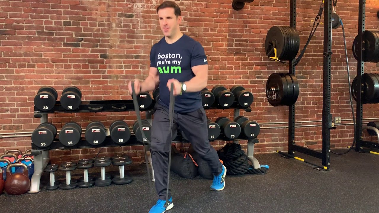 Resistance Band Split Squats with Bicep Curl - YouTube