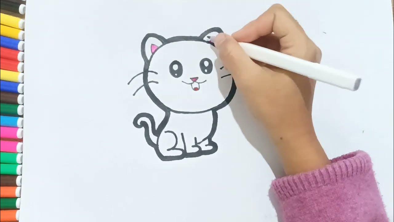 Let's learn to draw cats for children and toddlers / Drawing tutorial ...