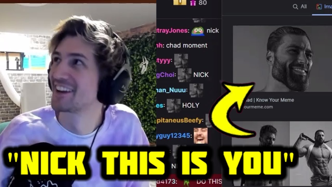 xQc brother Nick reacts to chat calling him GIGACHAD - YouTube