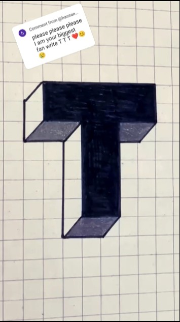how to draw 3d letter T#howtodraw#3d#shortfeed - YouTube