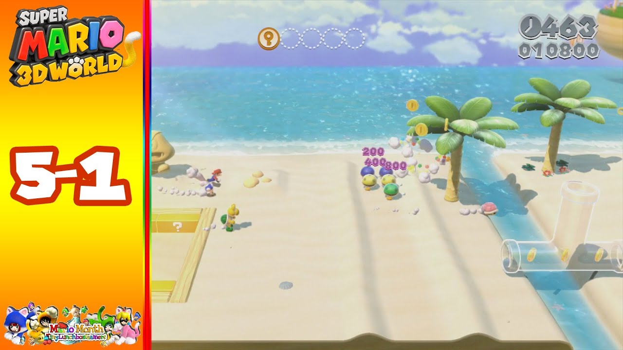 Super Mario 3D World: World 5-1 Sunshine Seaside - YouTube