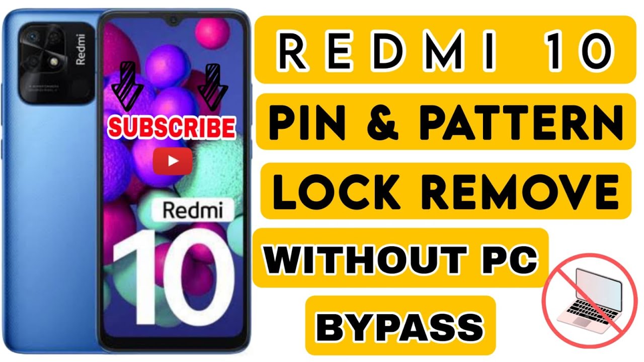 redmi 10 pin & pattern lock remove without pc bypass - YouTube