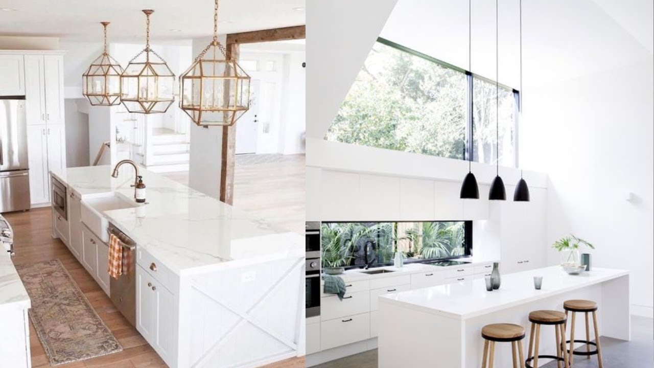 Island kitchen ideas with beautiful hanging lights - YouTube