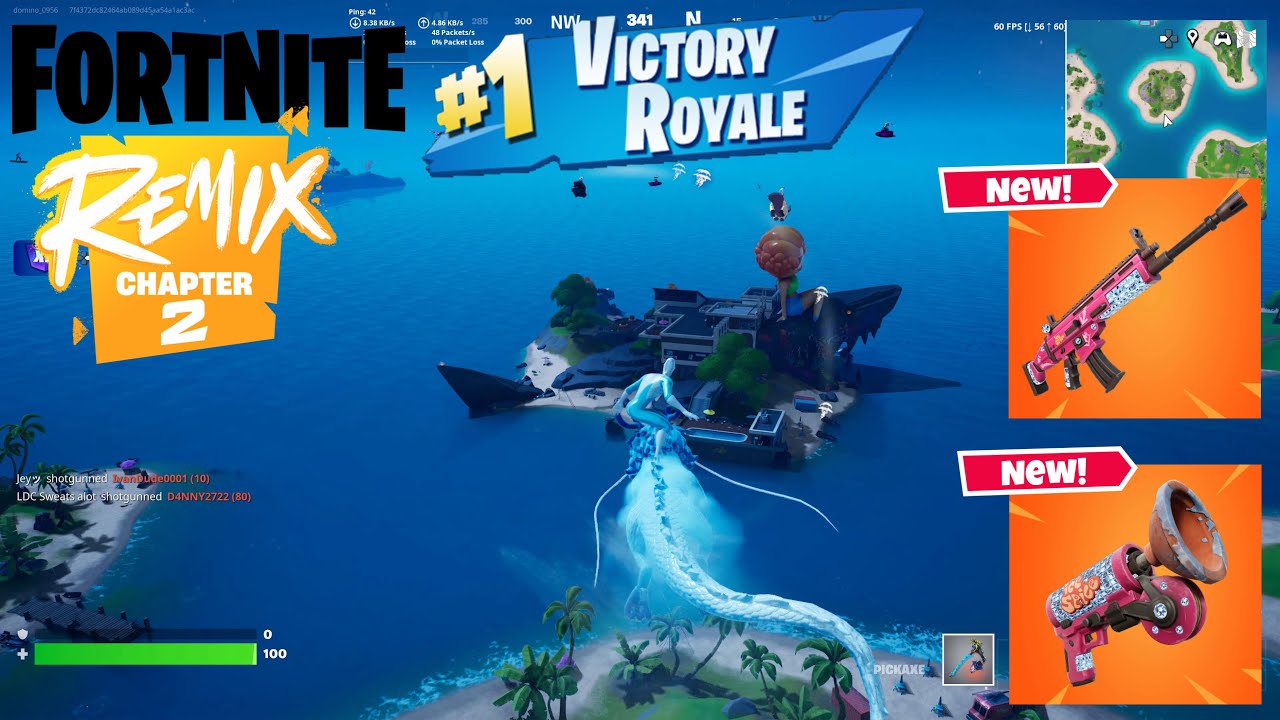 Fortnite Chapter 2 Remix Win (New AR/Ice Grapple & Ice Isle POI!) - YouTube