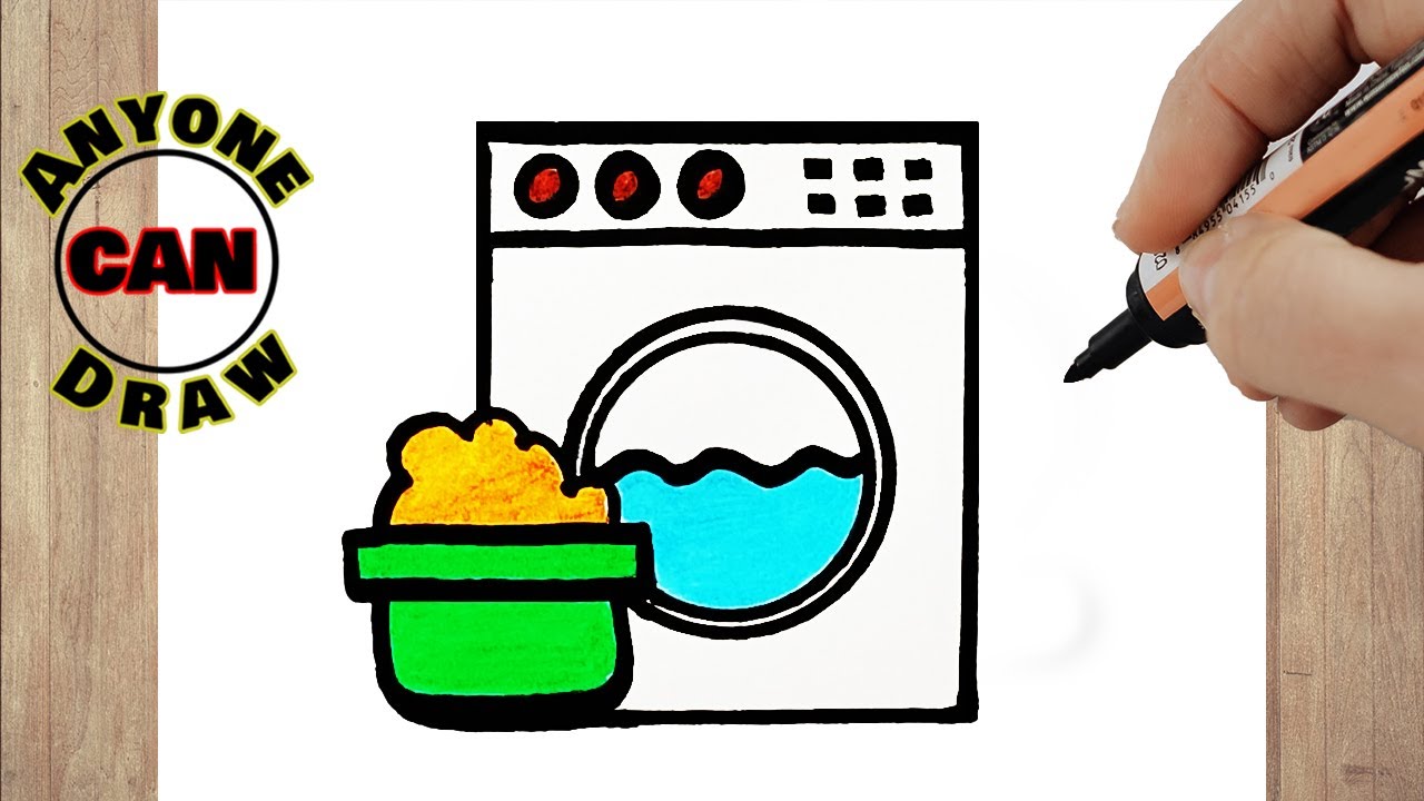 How to Draw a washing machine step by step | You Won't Believe How Easy ...